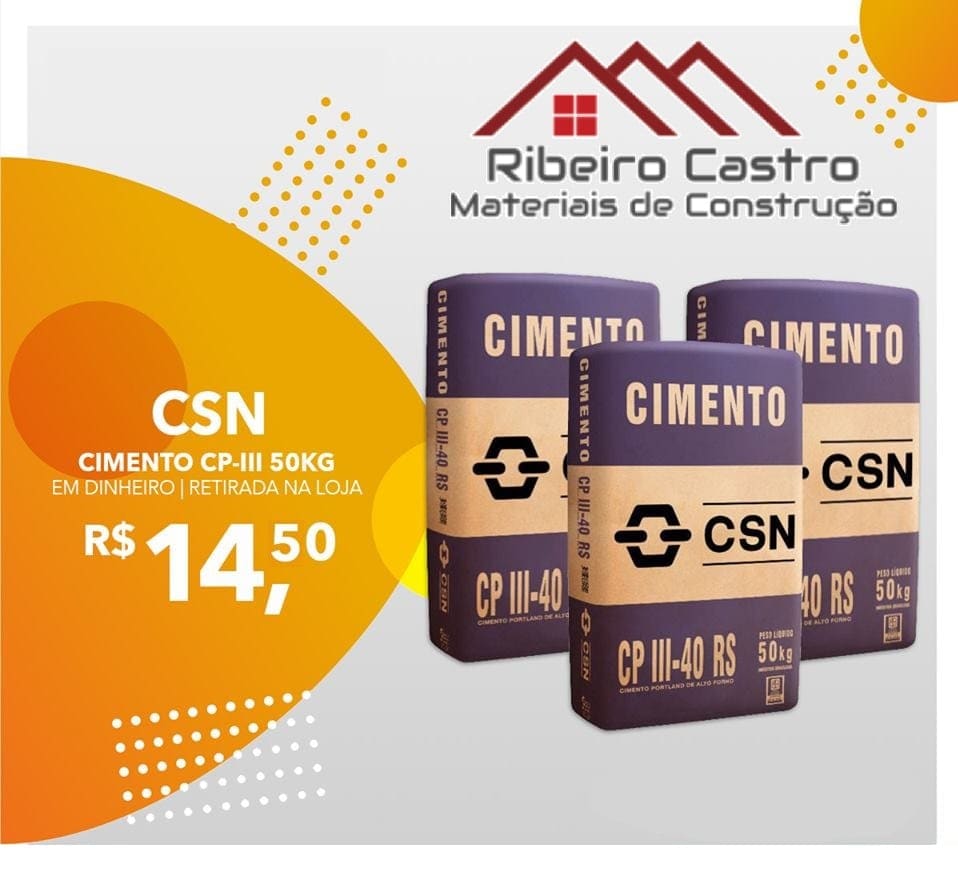 Cimento Cpiii Csn - Nosso Estoque - Ribeiro Castro Materiais de ...