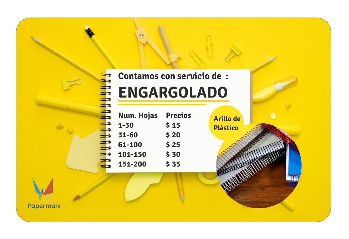 Engargolado - Servicios profesionales - Papermani | Papelería en Kanasín
