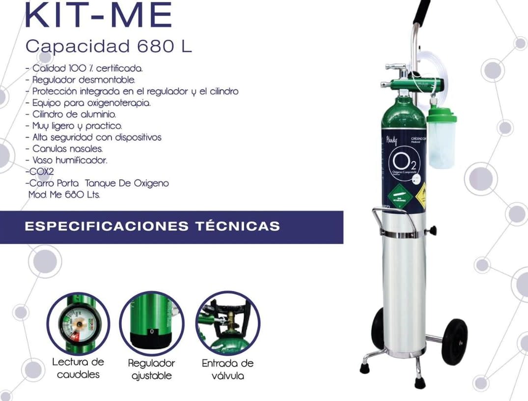 Kit Tanque de Oxigeno 680 lts. con oxigeno - Equipos de Rehabilitación ...