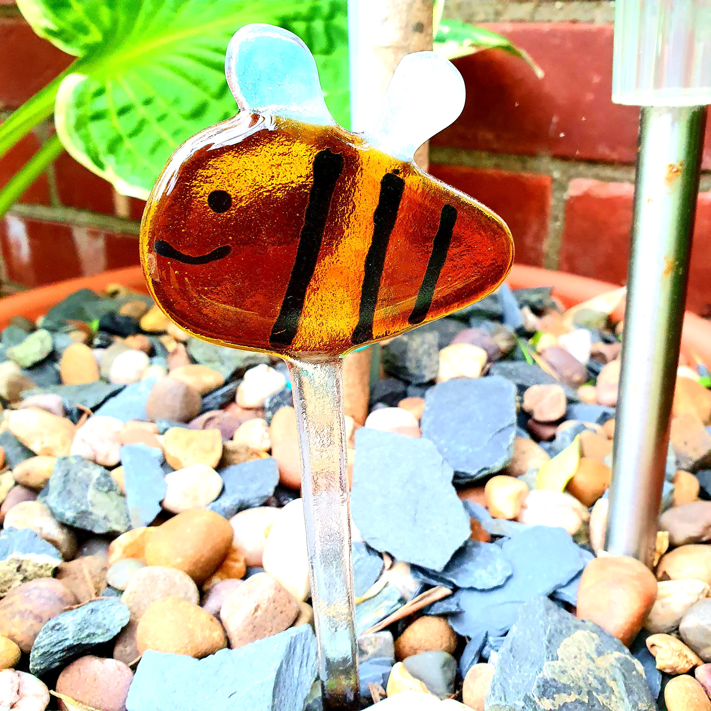 Bee Garden Stake, Fused Glass Bee Garden Decoration, Cute Bee Plant ...