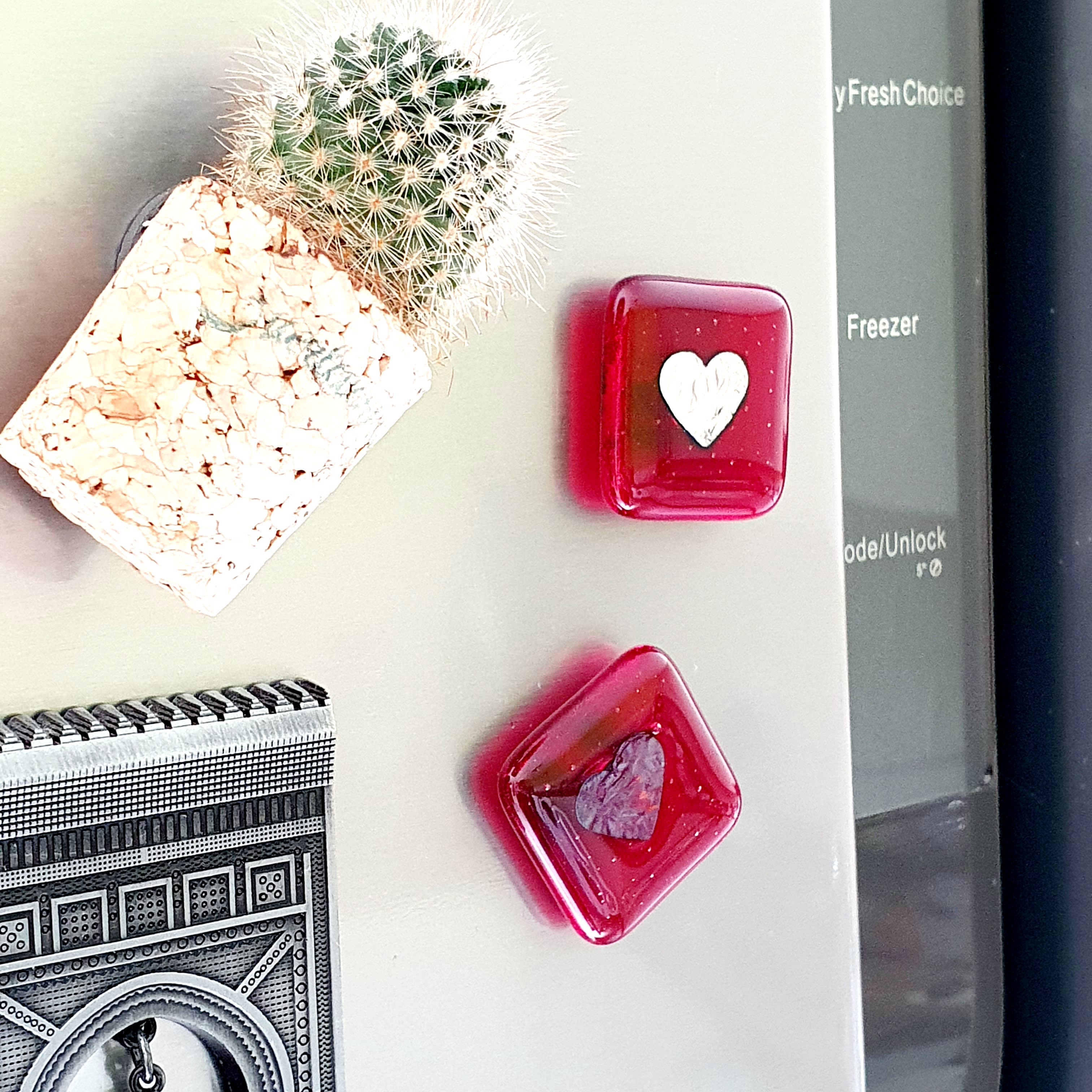 Heart Fridge Magnet, Heart in Red Glass Magnet, Letterbox Gift