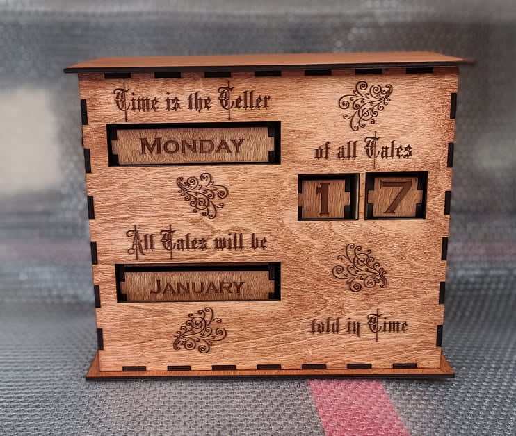 Perpetual Calendar, Customizable Engraving on Face, Stain options available