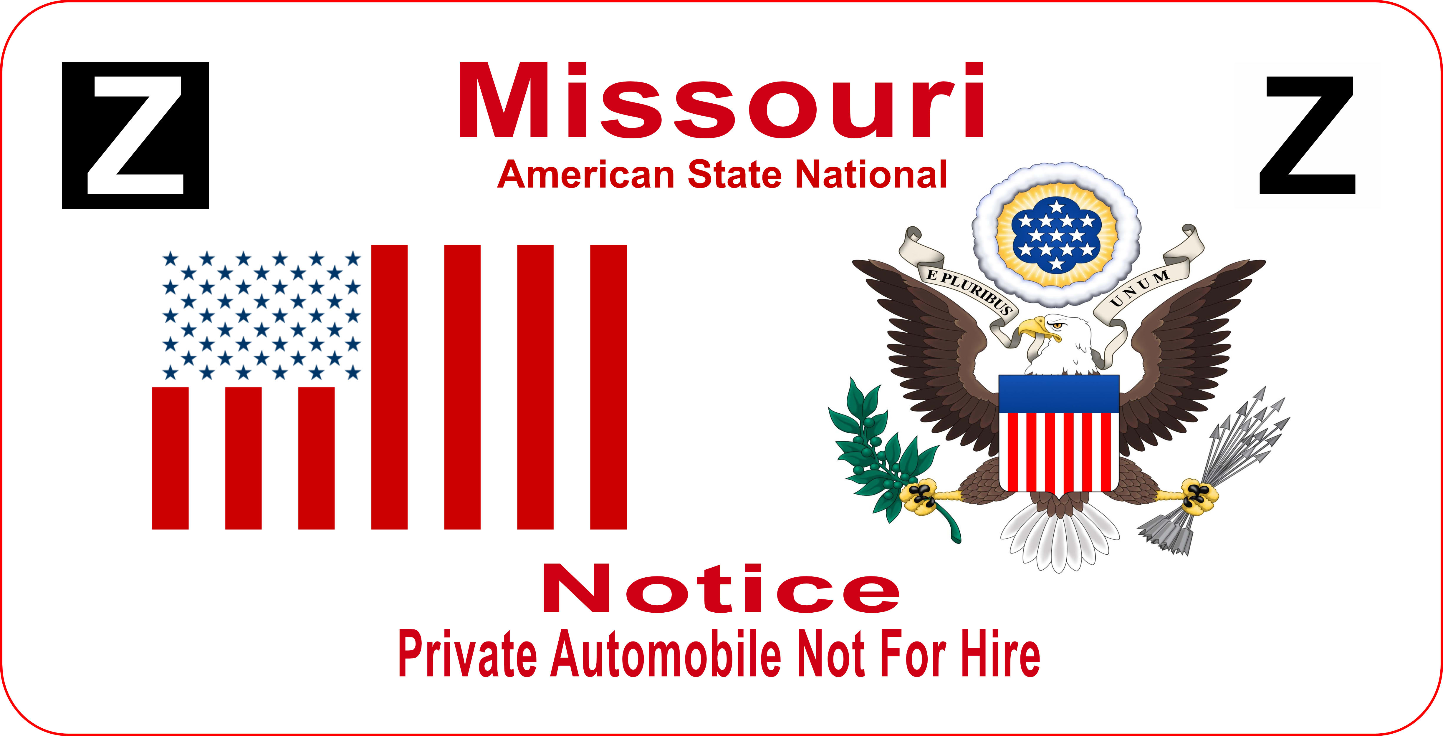 Z Plate Missouri American State National - Missouri - ASN Plates and ...