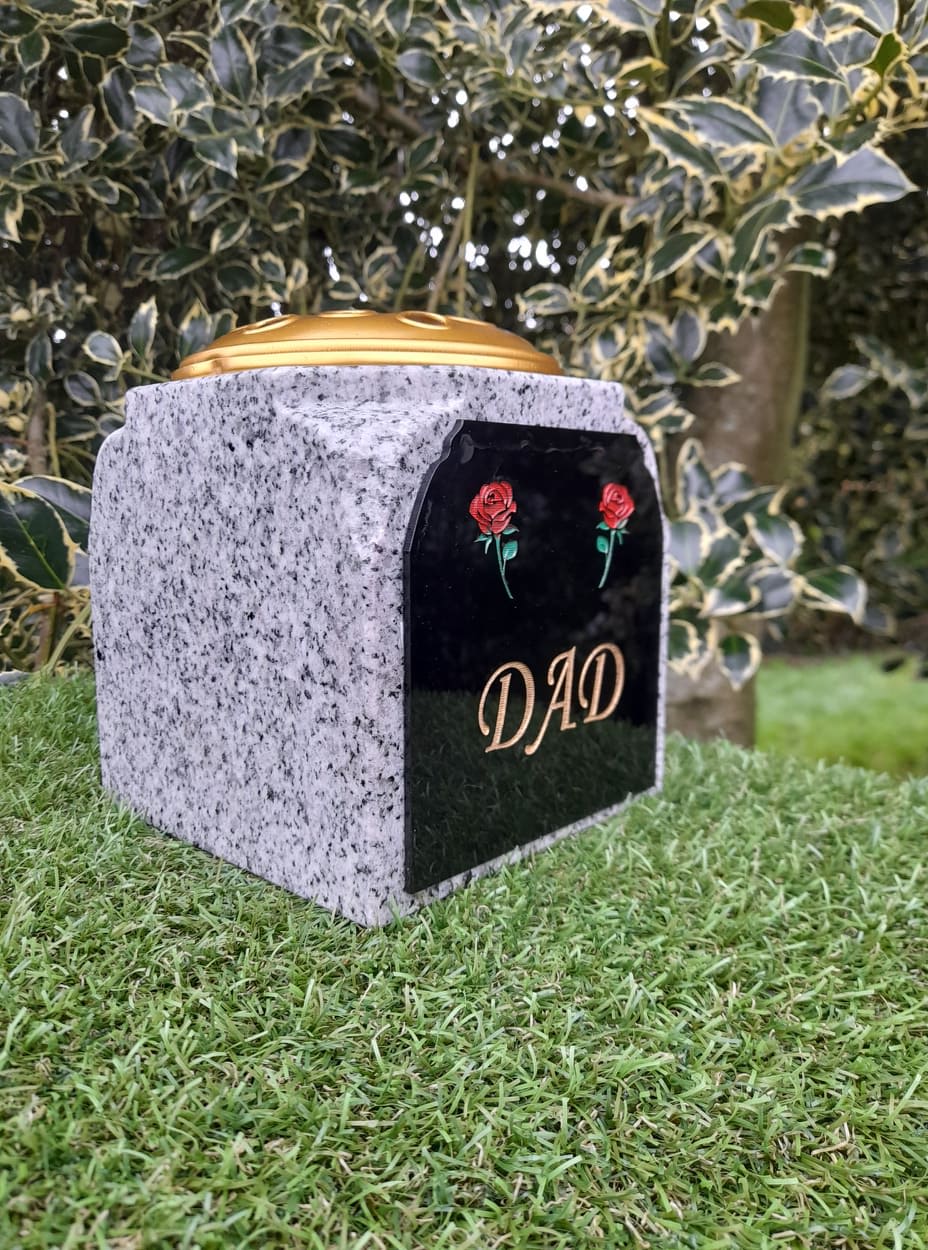Personalised Granite Memorial Vase Grave rosebowl Flower Dad Cemetery ...