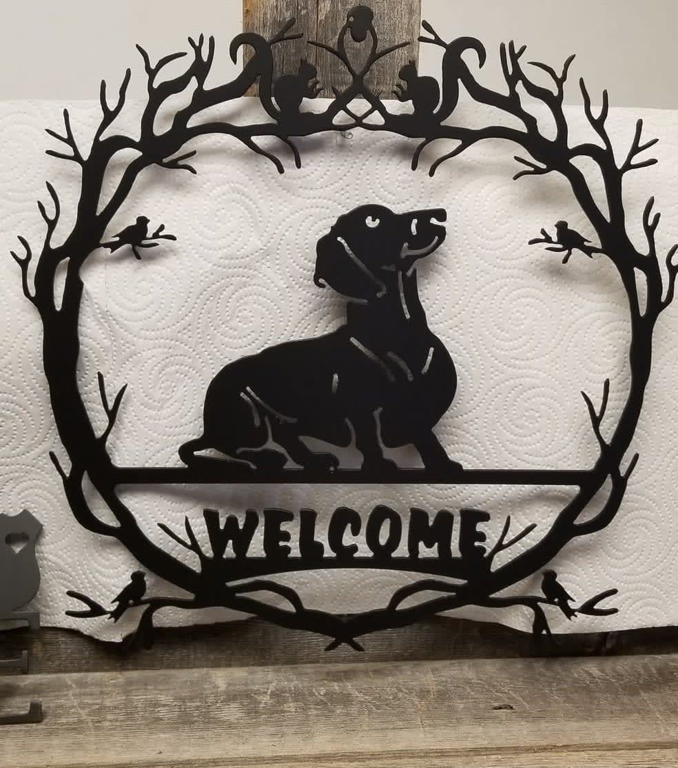 Dachshund welcome sign - Signs - Oklahoma Lasermade - Metal Fabrication ...