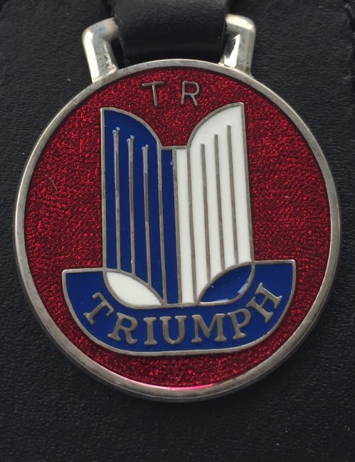 Triumph TR (maroon) Enamel Badge - Handmade Classic Car Leather Key Fob ...