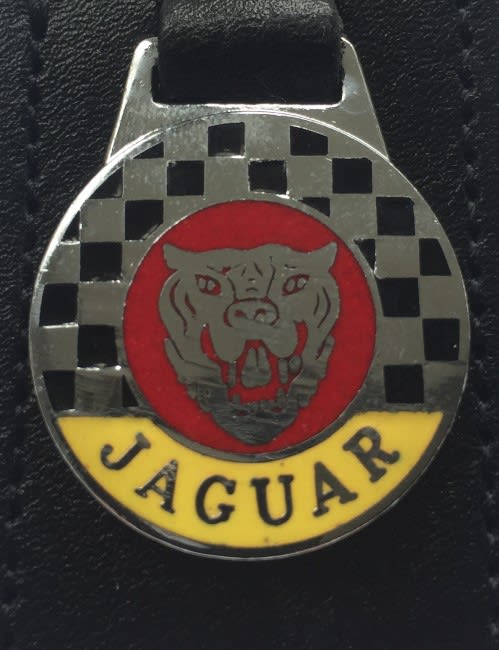 Jaguar (check/yellow) Enamel Badge - Handmade Classic Car Leather Key ...