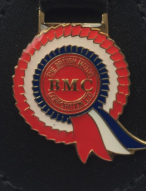 BMC rosette (gold) Enamel Badge - Handmade Classic Car Leather Key Fob ...