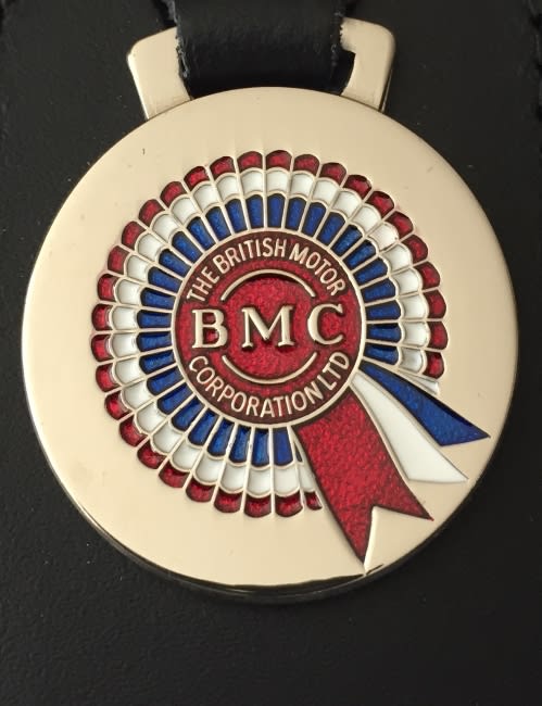 BMC rosette (silver) Enamel Badge - Handmade Classic Car Leather Key ...