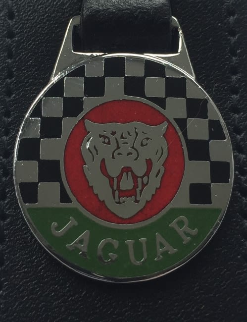 Jaguar (check/green) Enamel Badge - Handmade Classic Car Leather Key ...