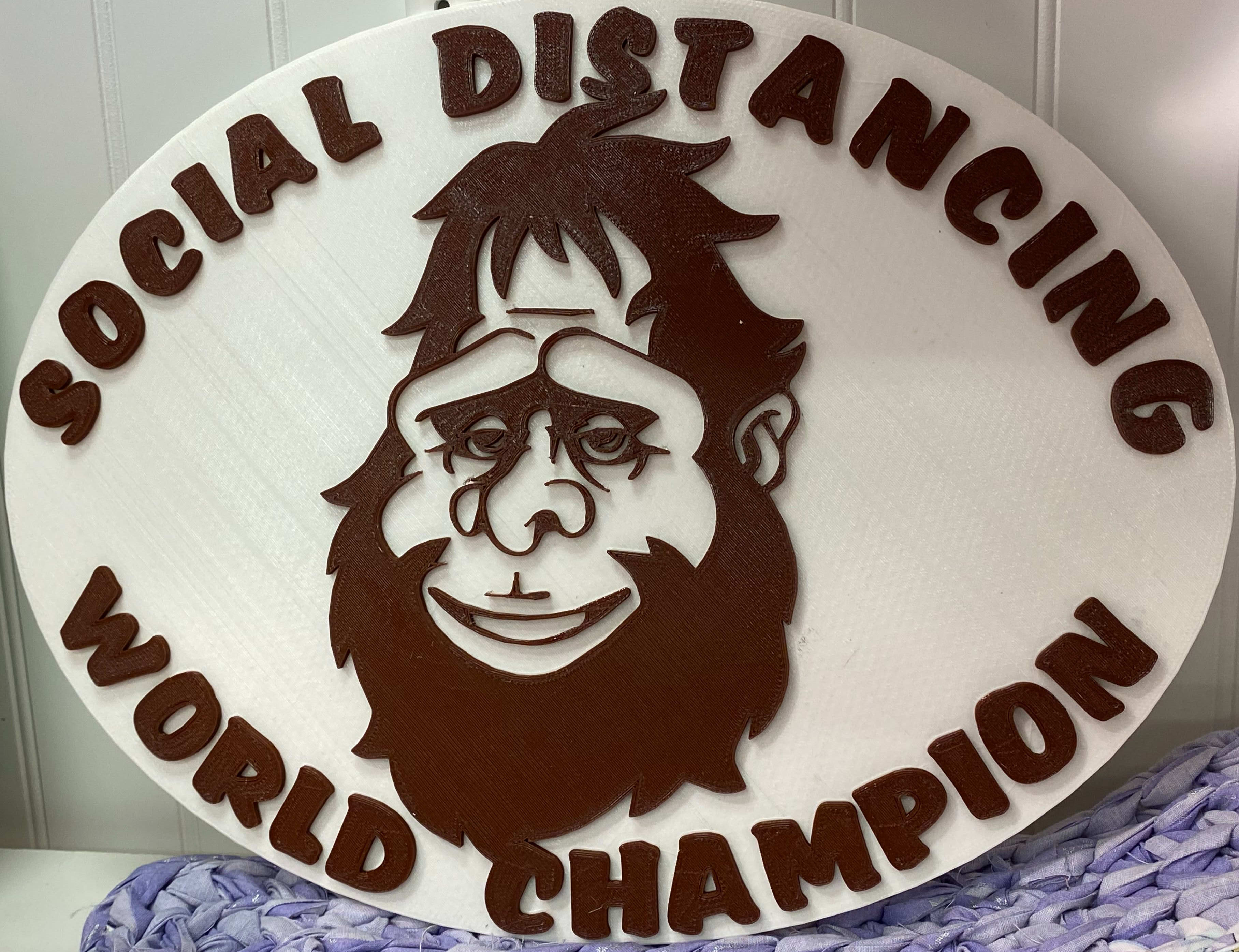 SOCIAL DISTANCE WORLD CHAMPION SIGN - BIG FOOT - Jaws 3D Print and ...