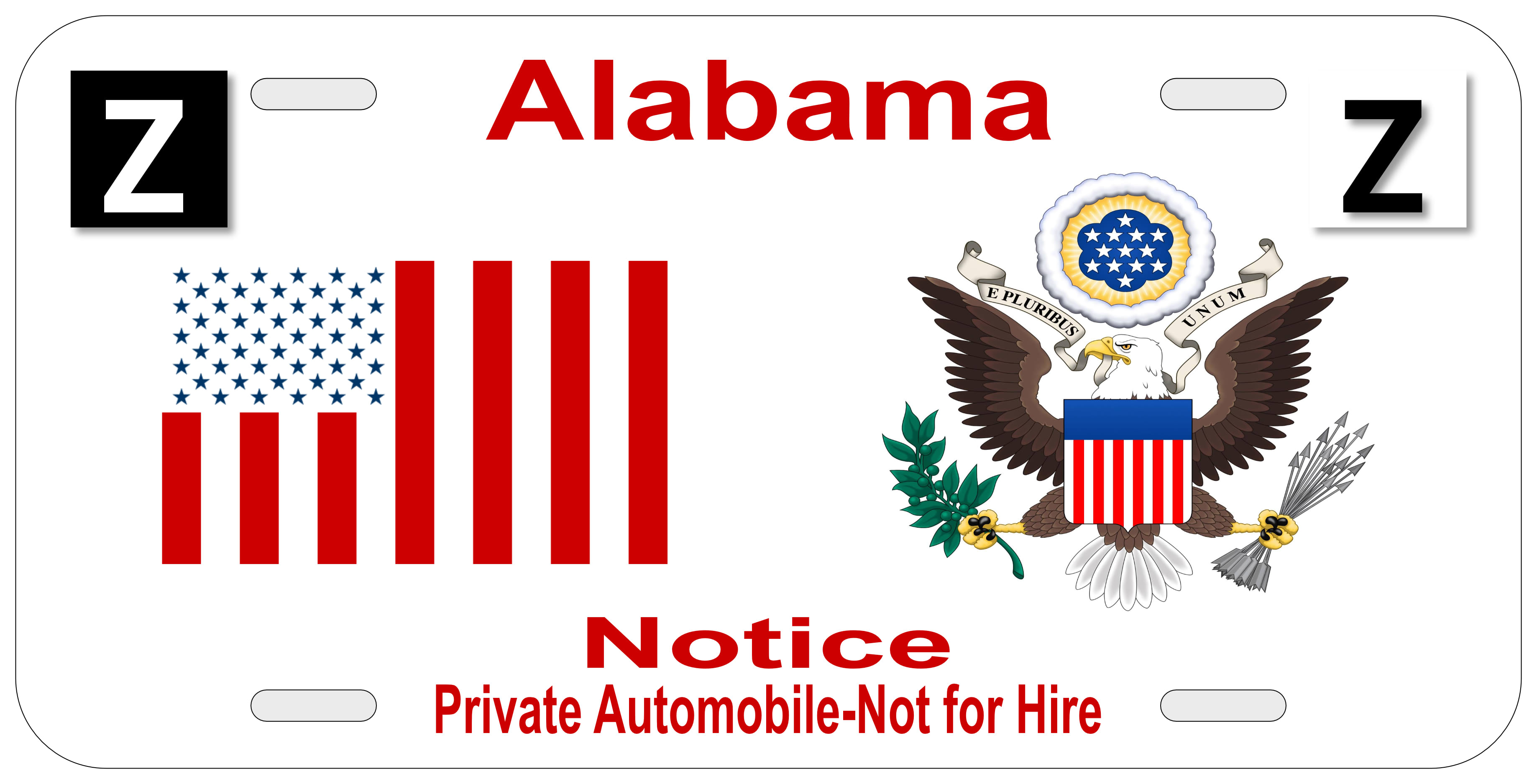 Z Plate Alabama Automobile - Alabama - ASN Plates and More | Sign Maker ...