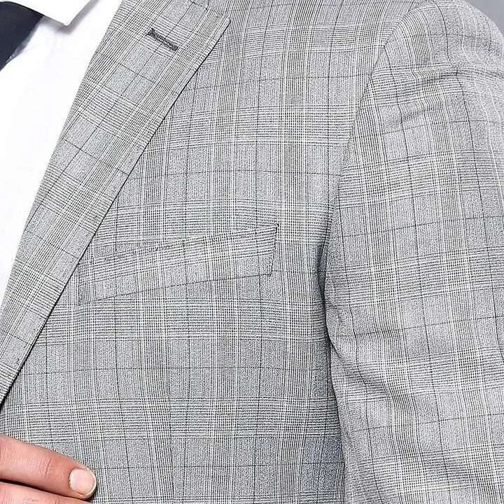 Checked 2-piece Gray Suit - Men's Suits - Jean Pierre Collection ...