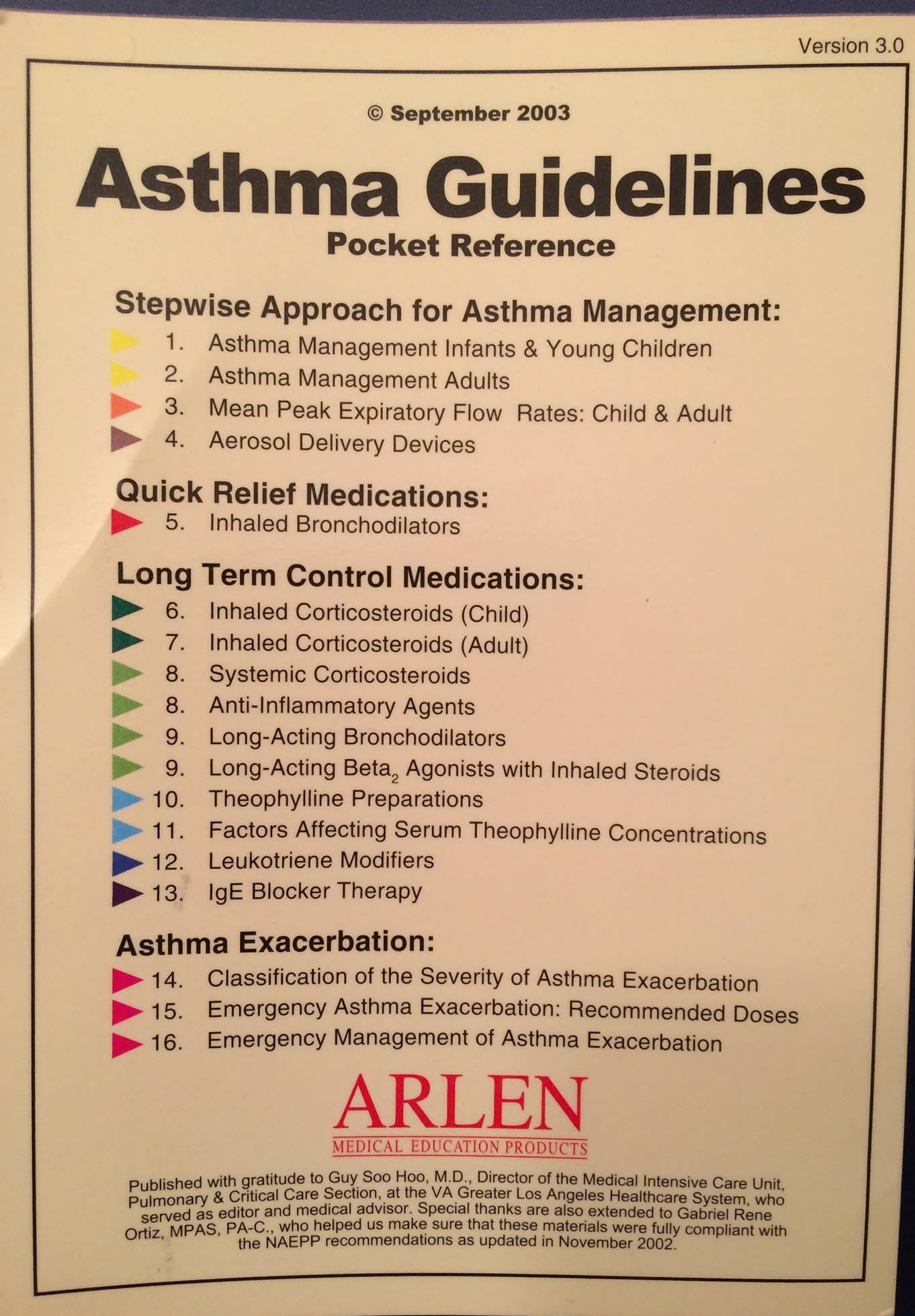 Asthma Guidelines Pocket Reference - Asthma Guidelines - Arlen Medical ...