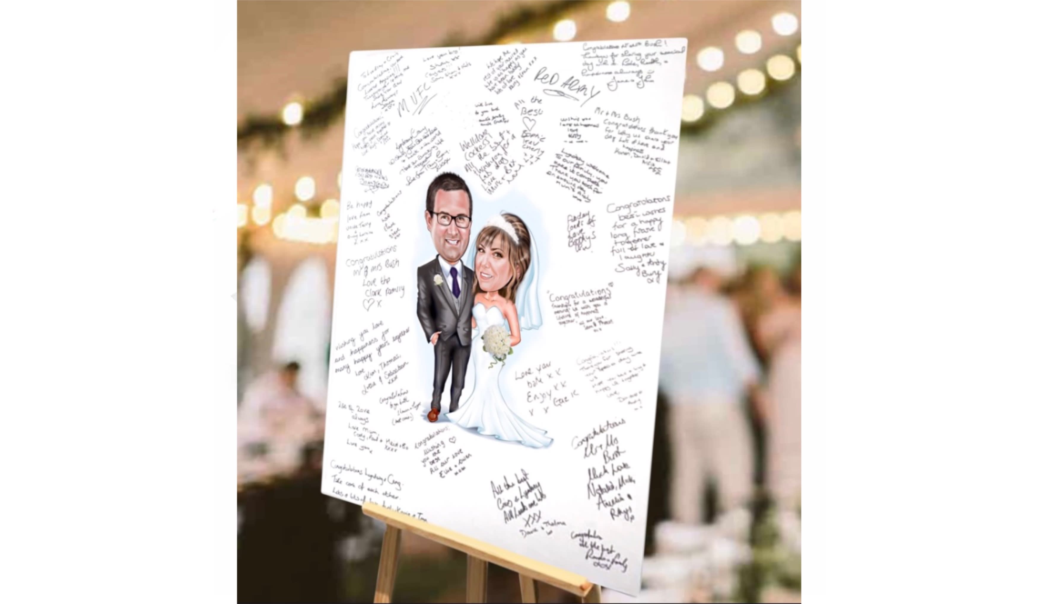 Guest signing board A1 size inc. caricature illustration - Shop boards ...