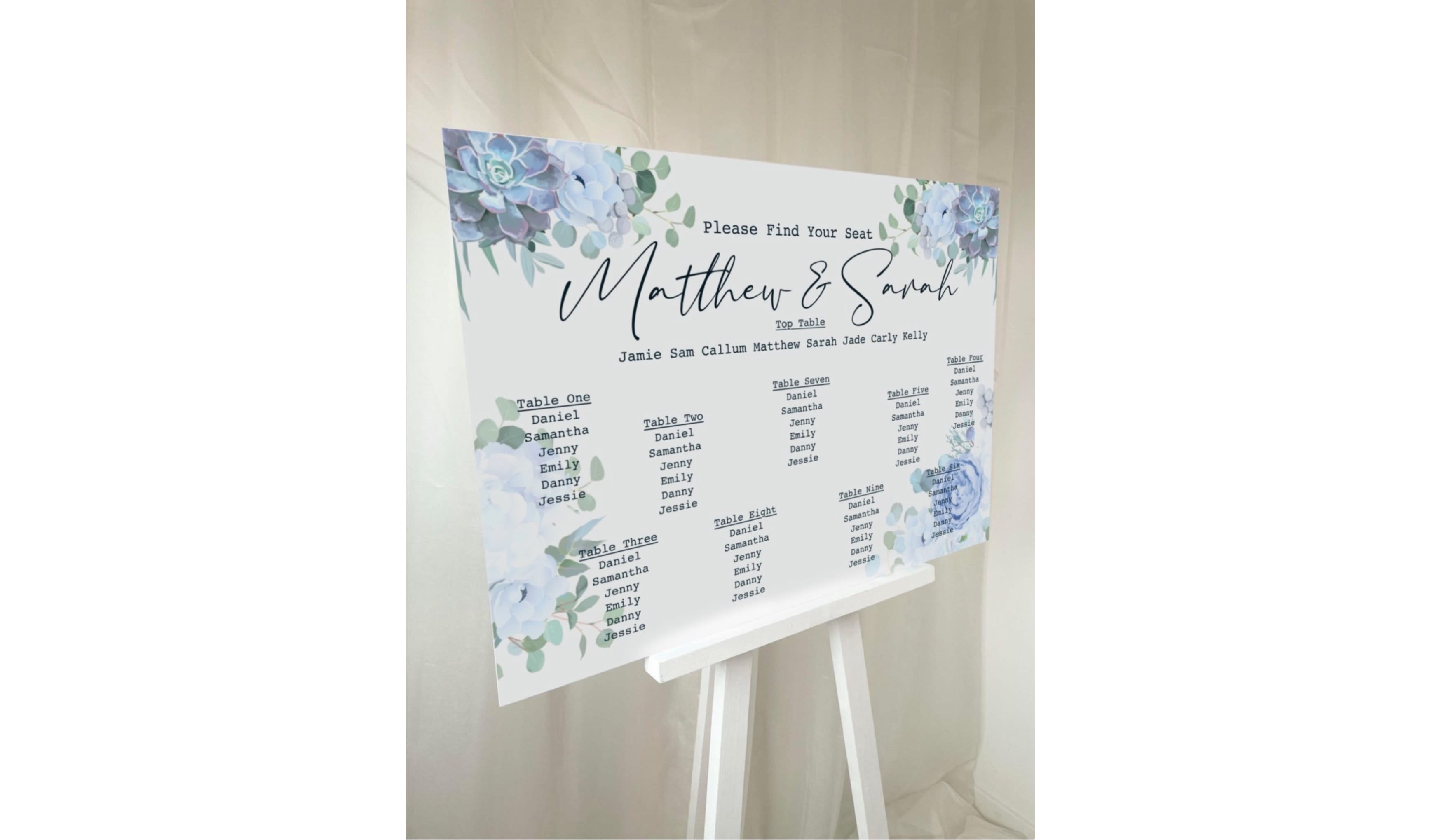 A1 Size Seating Plan Board Without Caricature Illustration Shop Boards And Easels