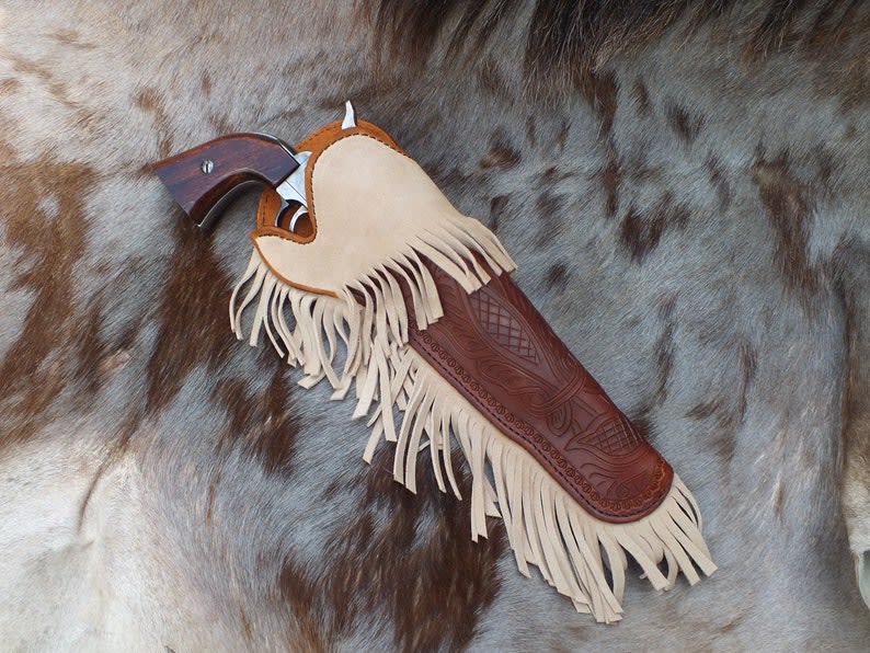 Slim Jim Style Holster With Fringes To Fit Colt 1873 SAA With 7.5" Barrel