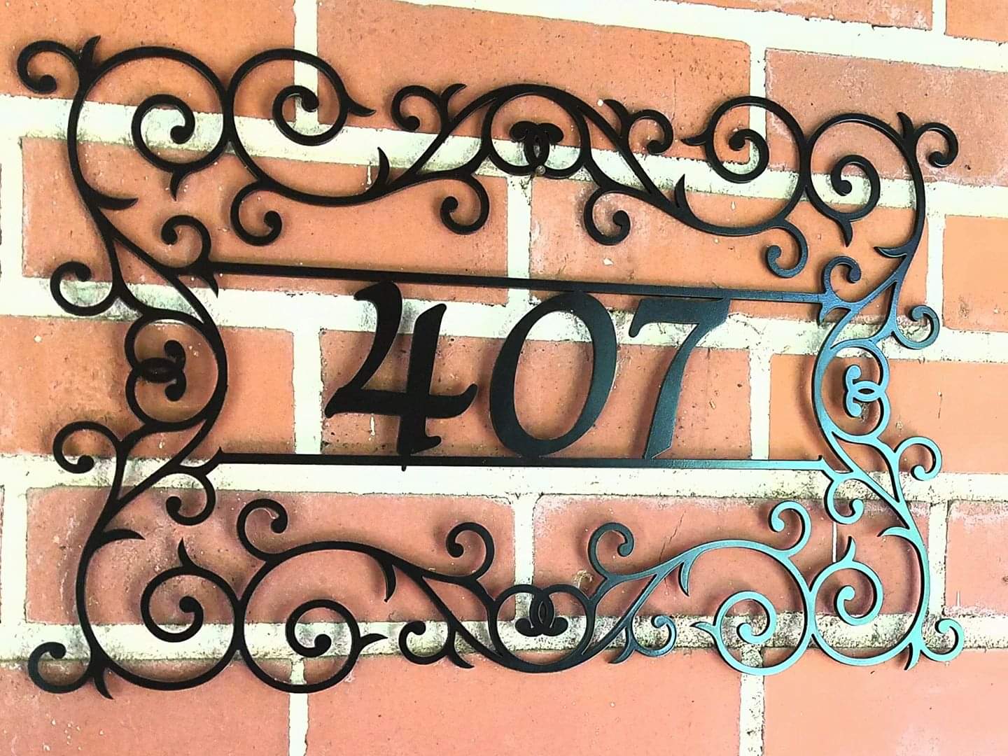 10in x 16in Laser Cut Metal Scrollwork House Number Sign - Metal ...