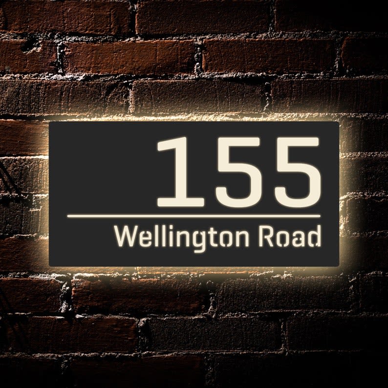 Illuminated Modern Rectangular Acrylic House Sign Led Light 60x30cm