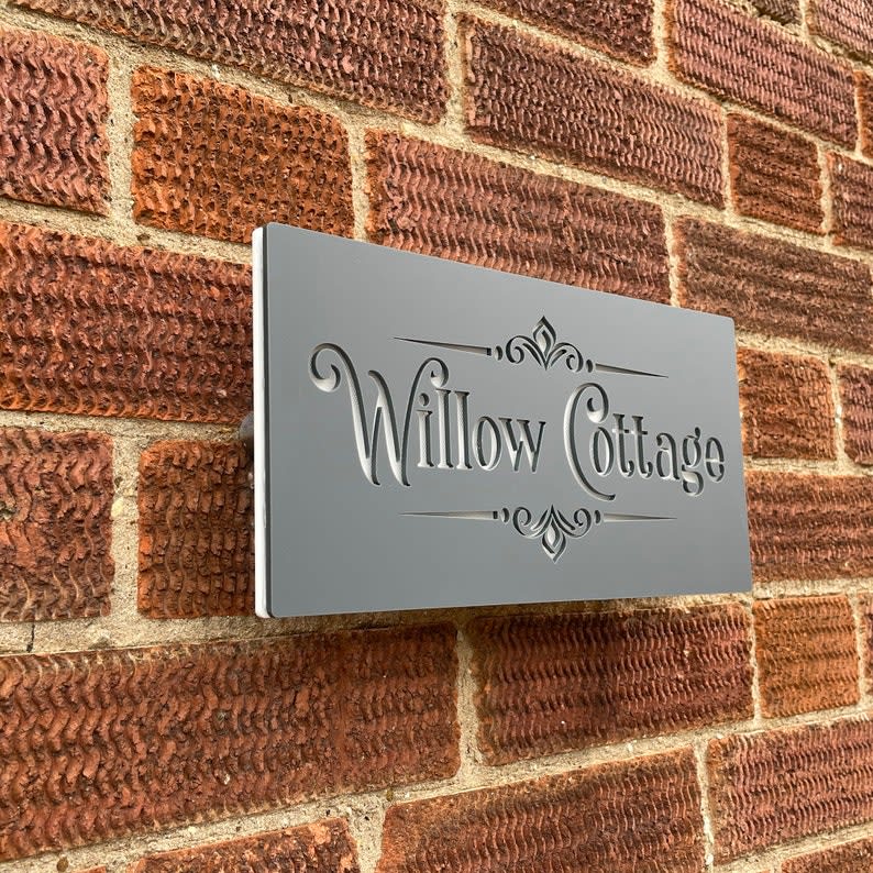 Illuminated Modern Rectangular Acrylic House Sign Led Light with Solar ...