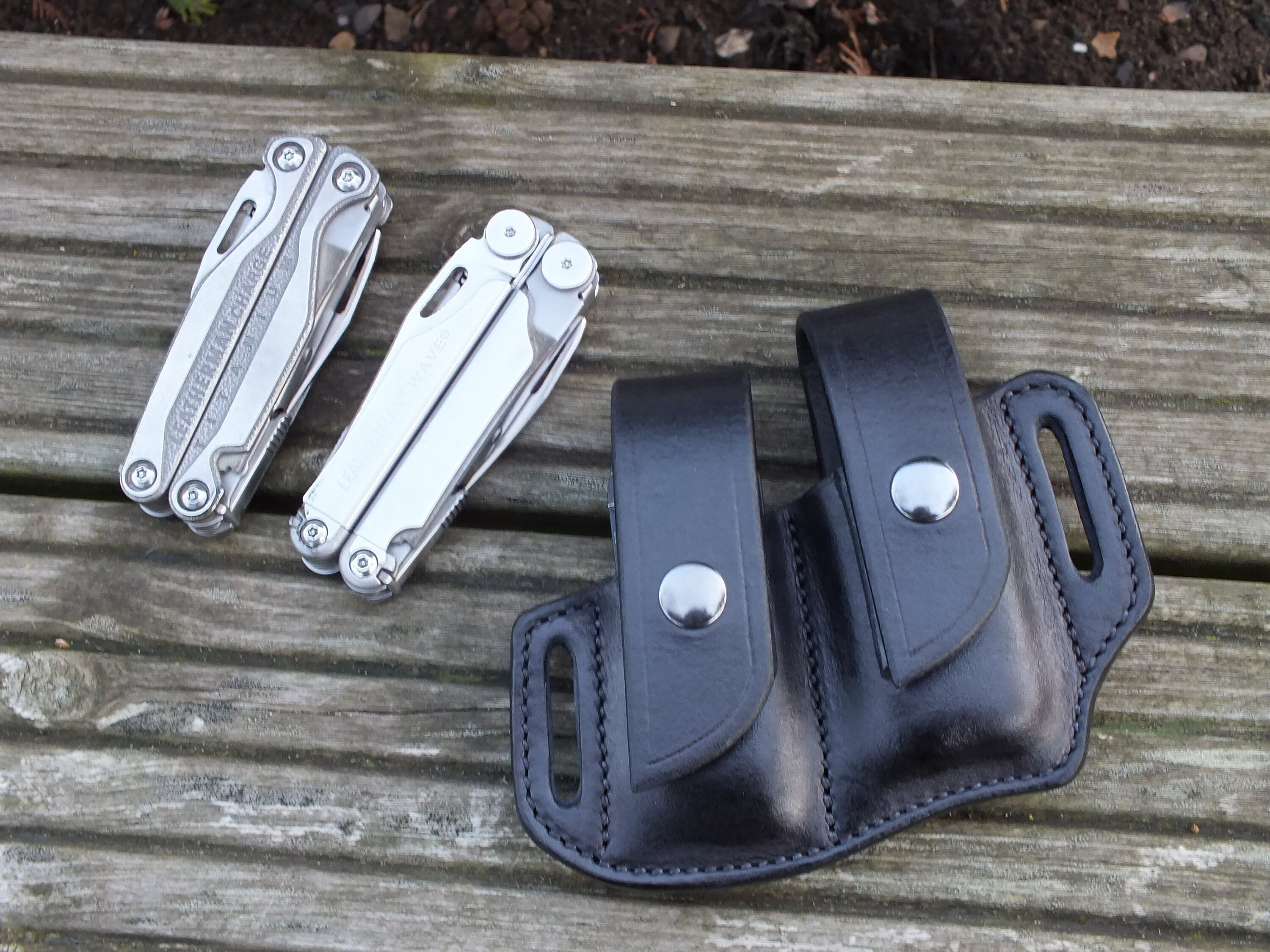 Made to Order. Leather Sheath to fit Leatherman Wave or Charge and two ...