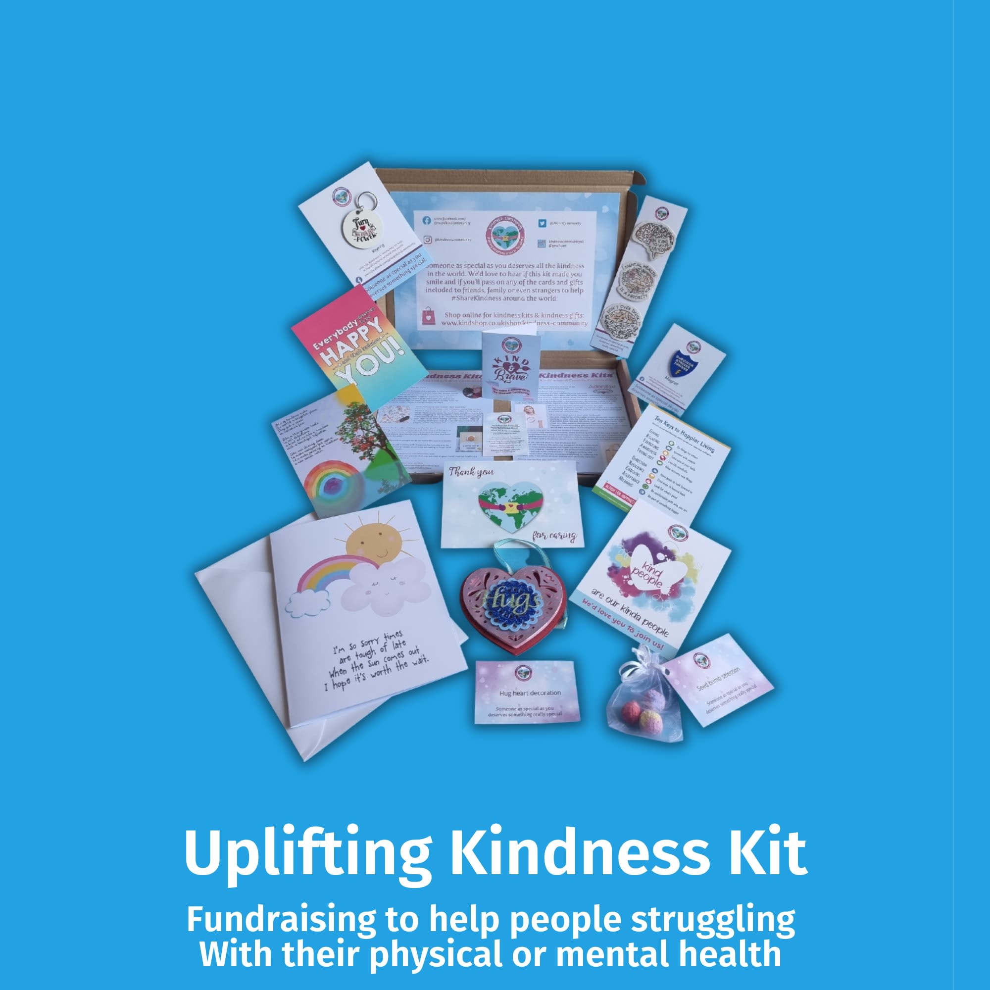 Uplifting themed Kindness kit Positivity Gift Care Package. Letterbox Gift