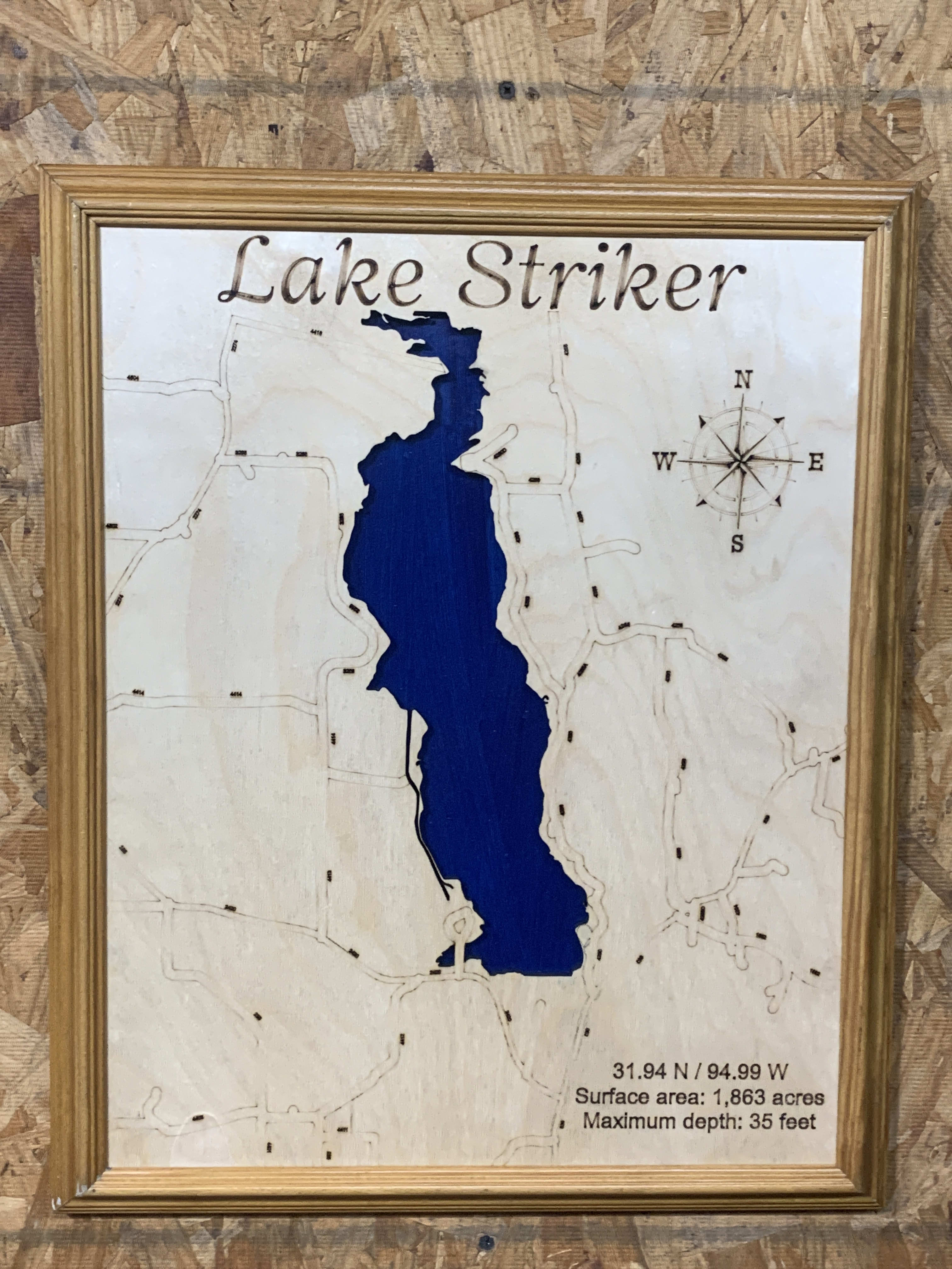 Lake Striker - CNC ENGRAVED WOOD LAKE MAPS [CUSTOM LAKES WELCOME ...