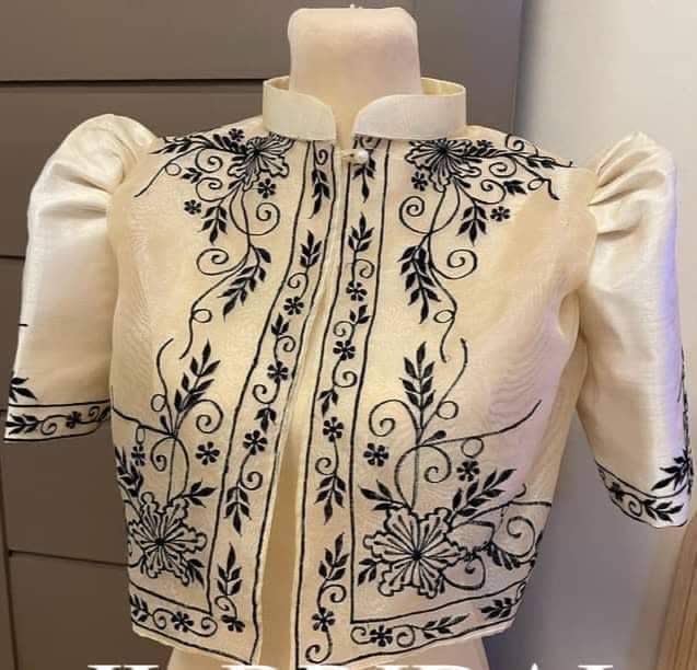 Elegant Embroidered Filipiniana Bolero - Small - Black - Filipiniana
