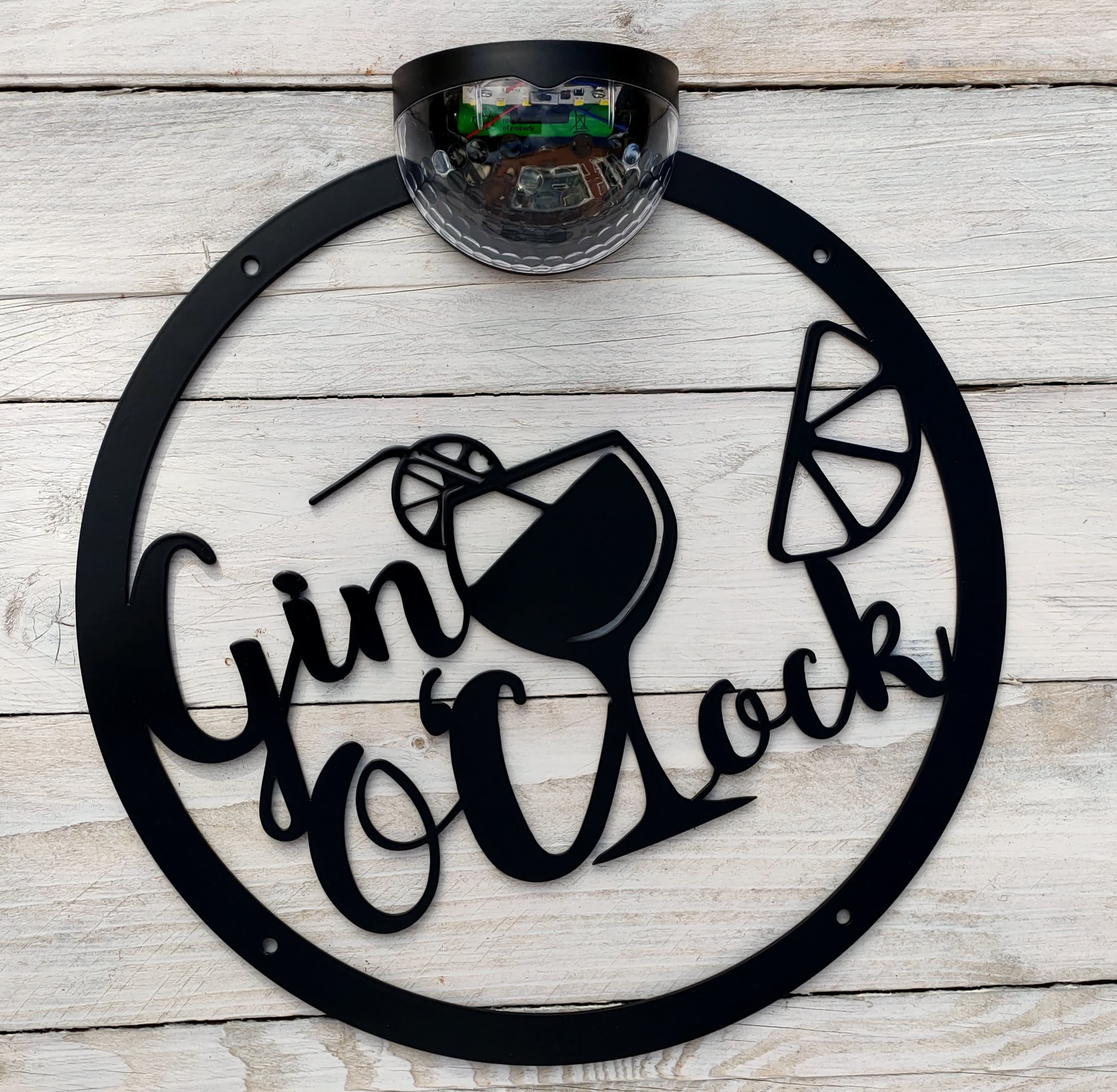 Gin O'clock Solar Wall Sign - Featured Items - Metal Moo | Laser-Cut ...