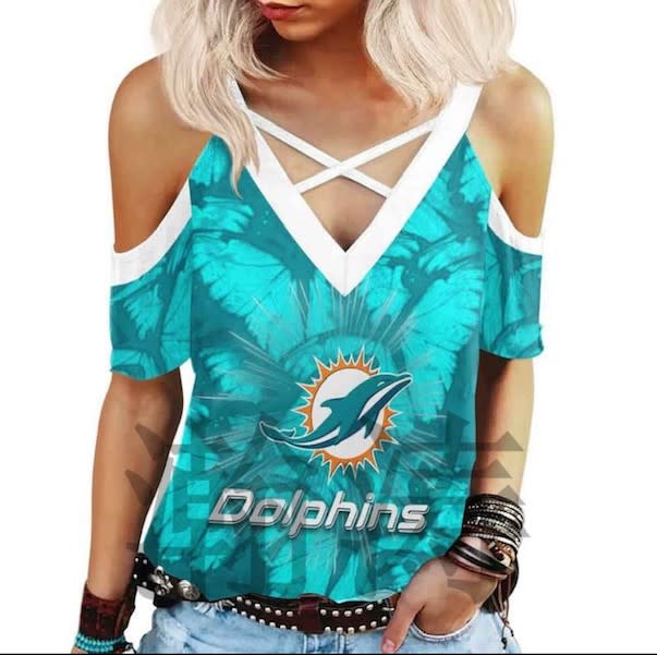 Women’s NFL T-shirt V-Neck and Cold Shoulder - NFL Apparel - Axis ...