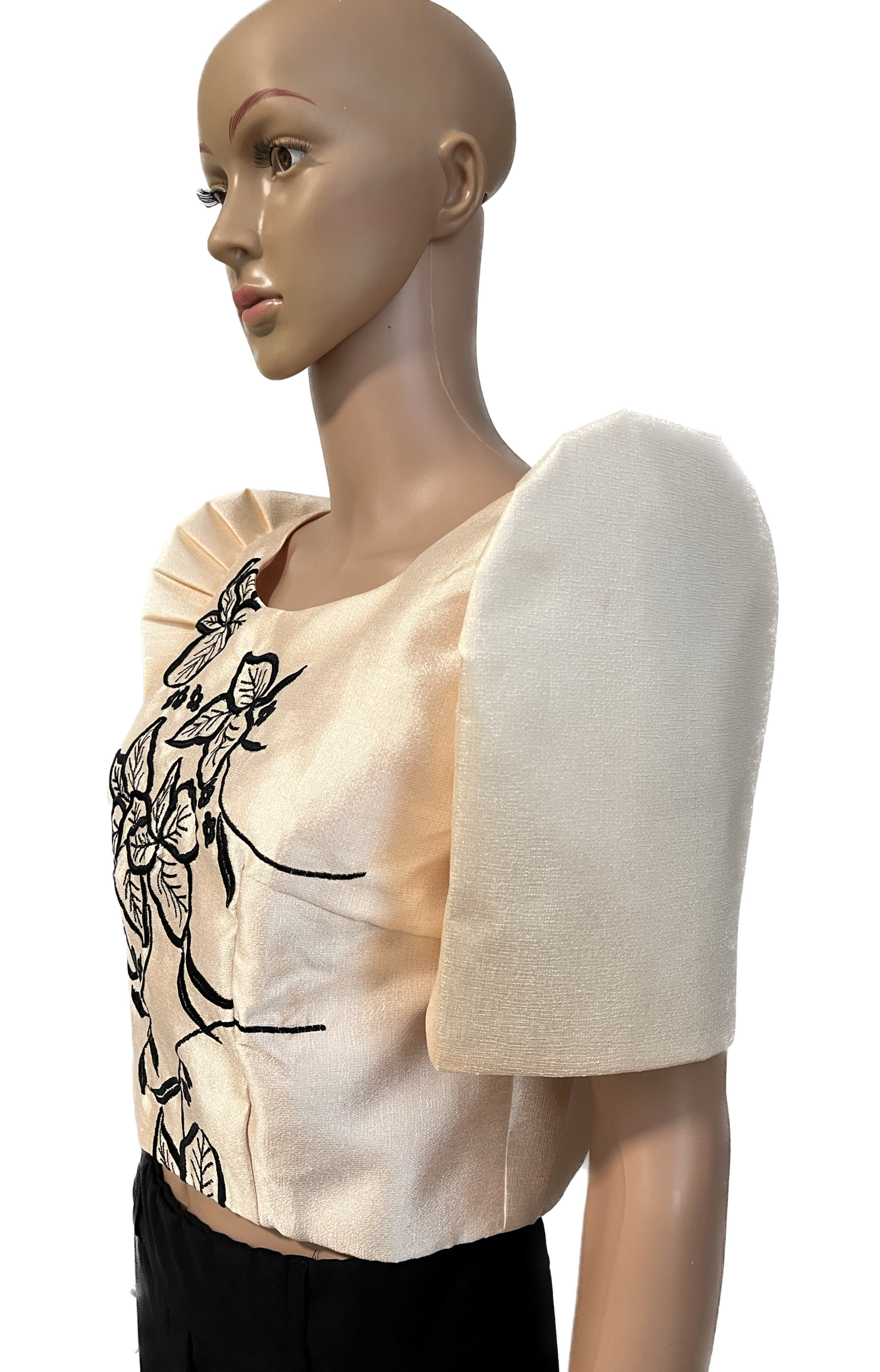 Beige Modern Embroidered Filipiniana blouse - Filipiniana Blouse - GCG ...