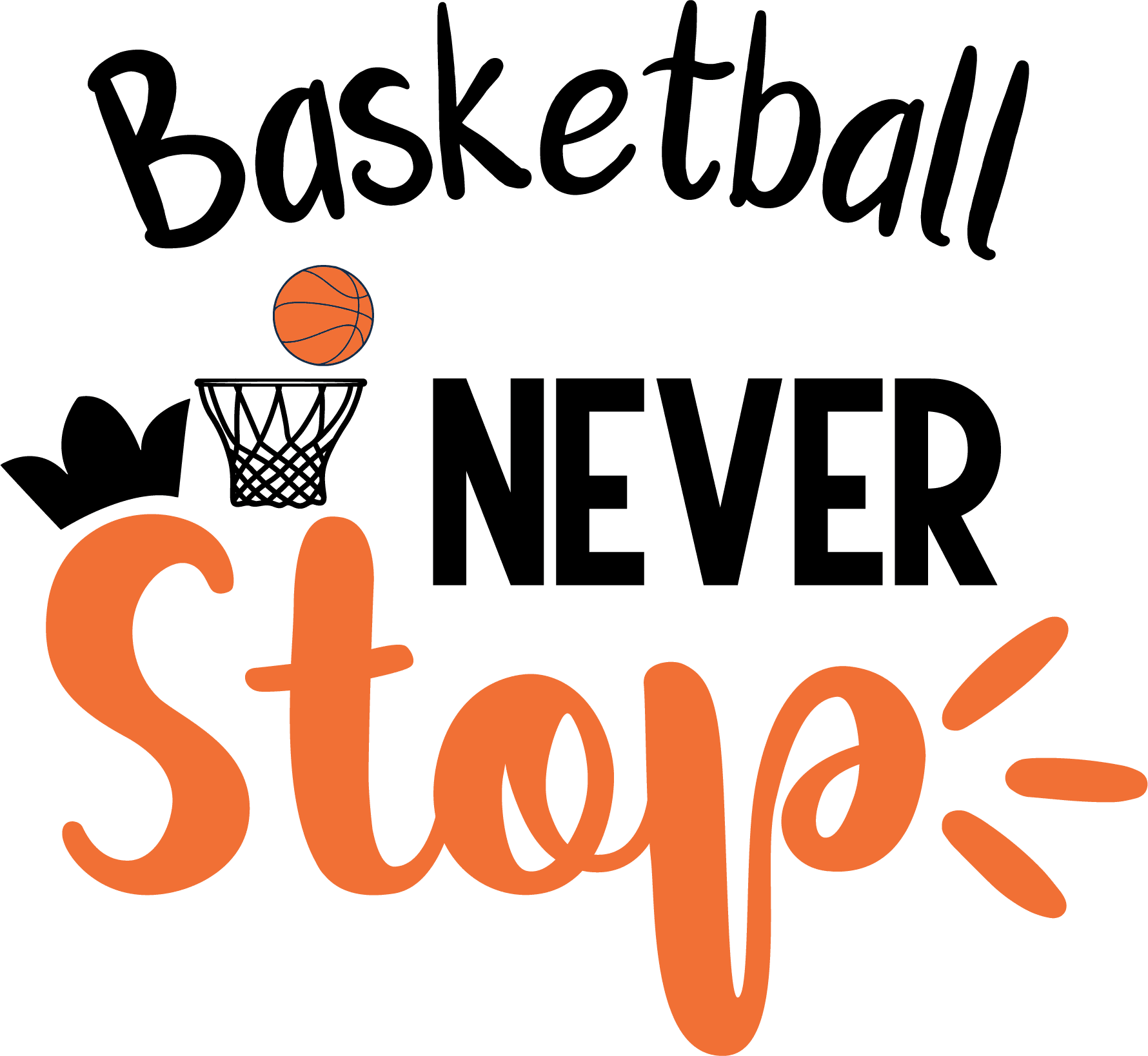 Basketball Never Stops Logo