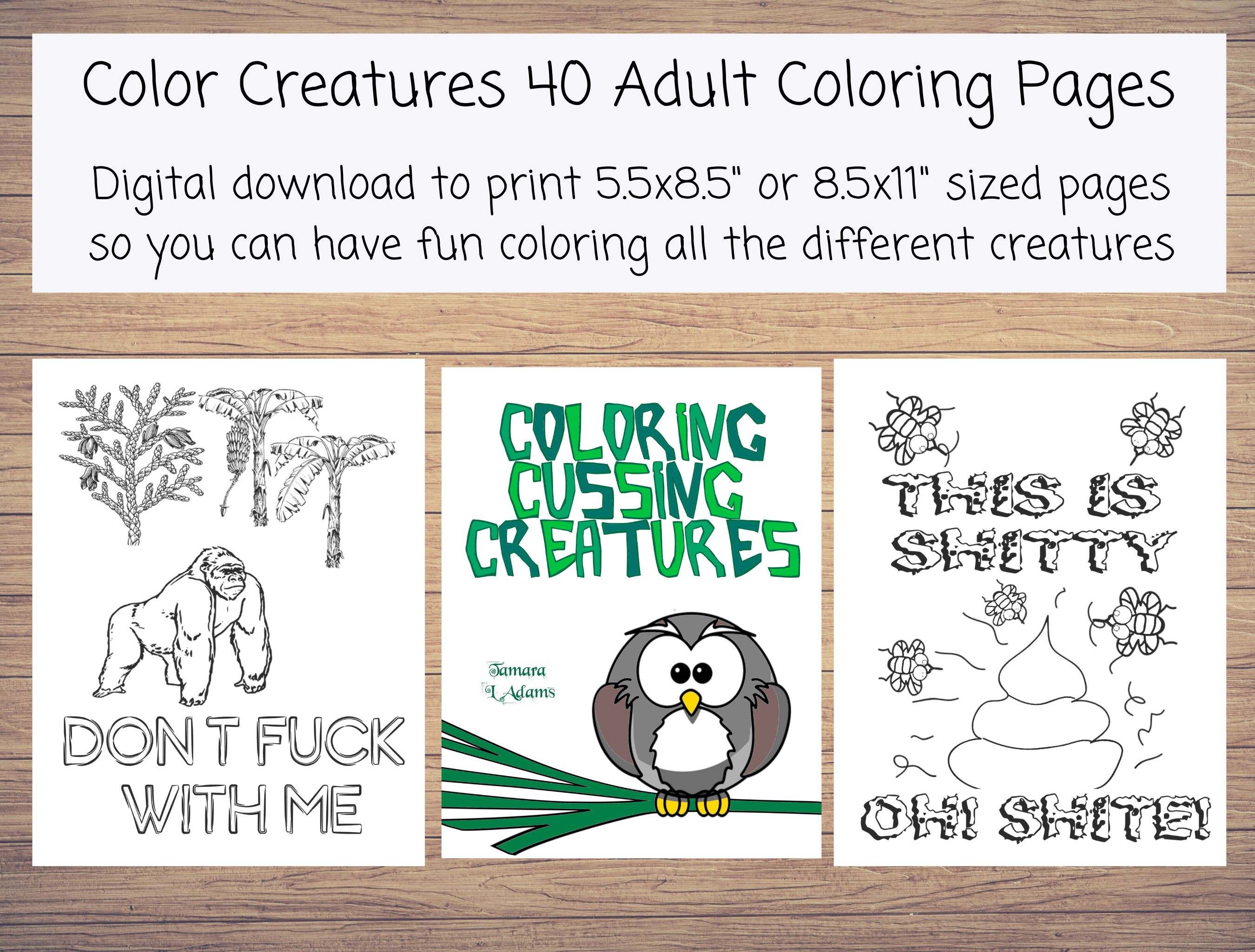 Color Cussing Creatures - Coloring Pages - Tamara L Adams Publishing ...