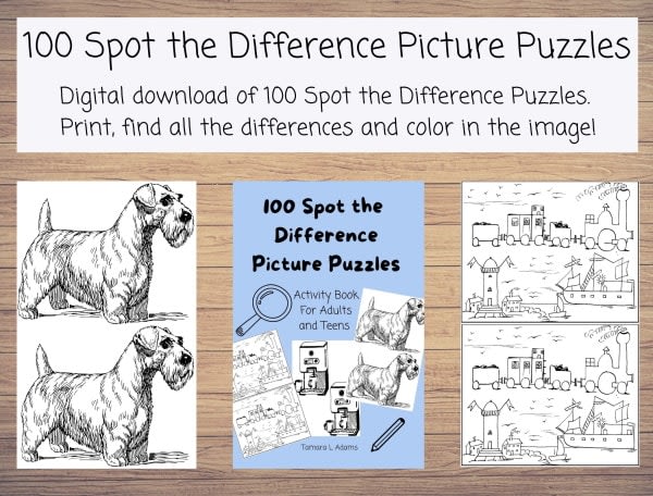 100 Spot the Difference - Adult Activity PDF Printables - Tamara L ...