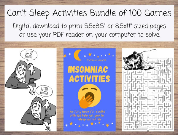 Insomnia Activity book for adults - Adult Activity PDF Printables ...