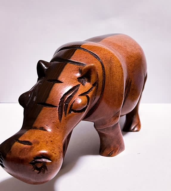 Ebony Wood Hippo - Wood Animal Sculptures - AMIGO D/D | Handcrafted ...