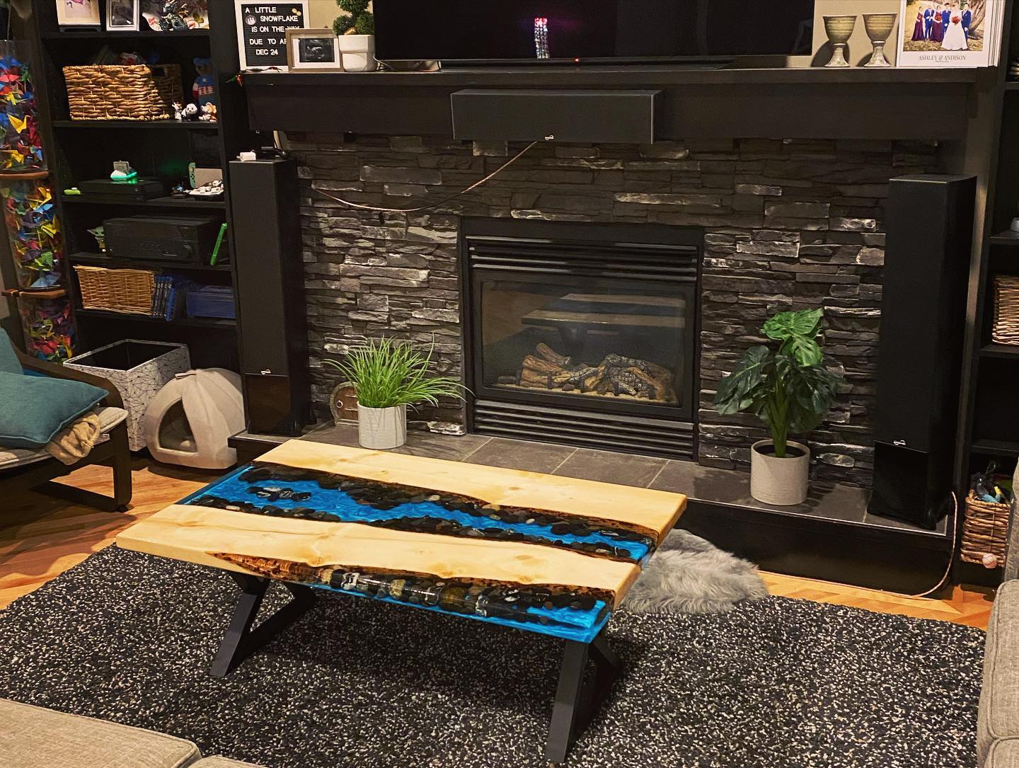 Coffee Table with Z-Shaped Legs - Epoxy River Table - Sol WoodWorx ...