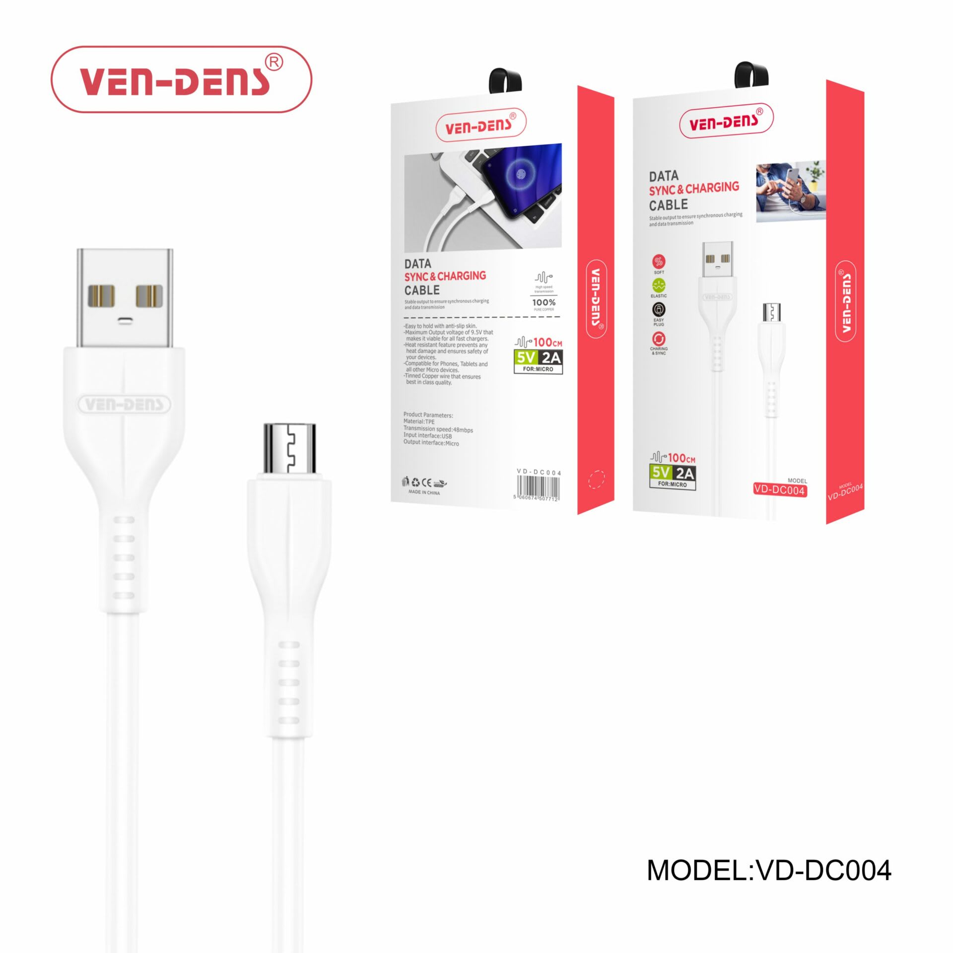 Ven-Dens VD-DC004 2A Type-A to Micro USB Cable - CHARGER CABLE ...