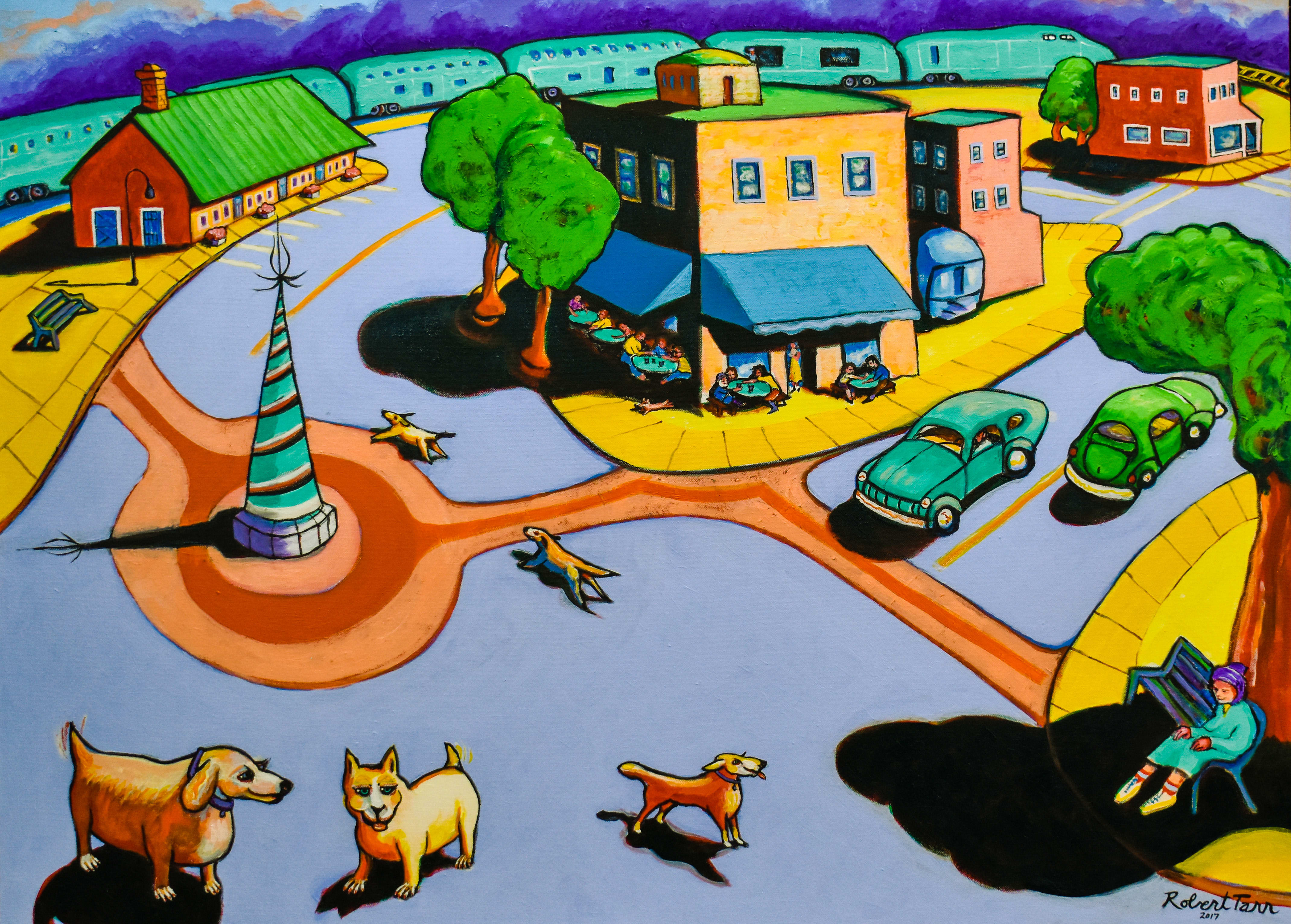Train Depot - Original Artwork - Flying Dog Gallery | Oakridge Art Gallery