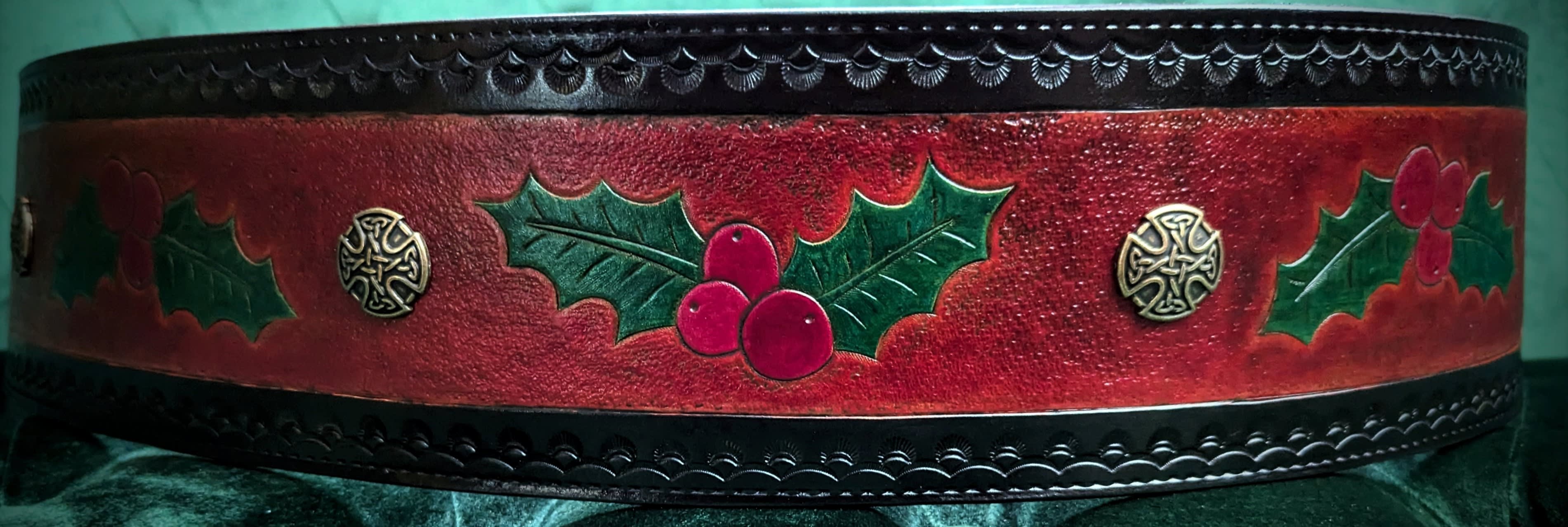 $325 Belt - Hand Carved Belts - Santa Ken Kringle | Professional Santa Claus in Thomaston