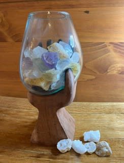 Wooden Hand Glass display stand - Wooden, Stone and glass Display ideas