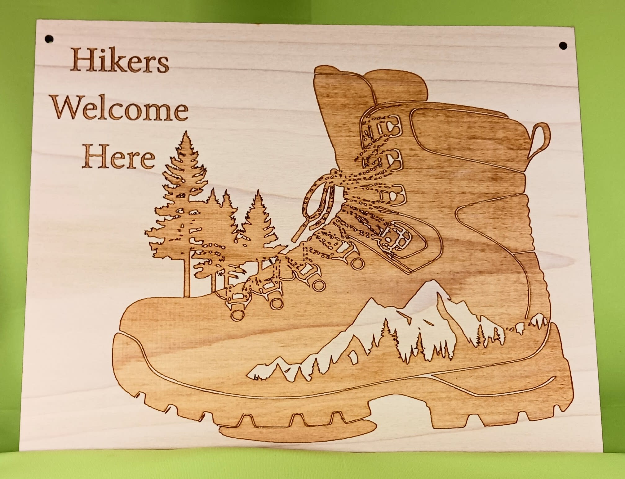 Wall Decor - Hikers Welcome Here Sign - Wall Decor - BAR Engraving ...