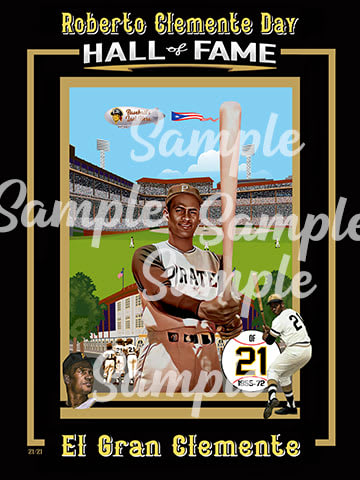 The Roberto Clemente "Variant" Limited Black on Gold Print - Art Print ...