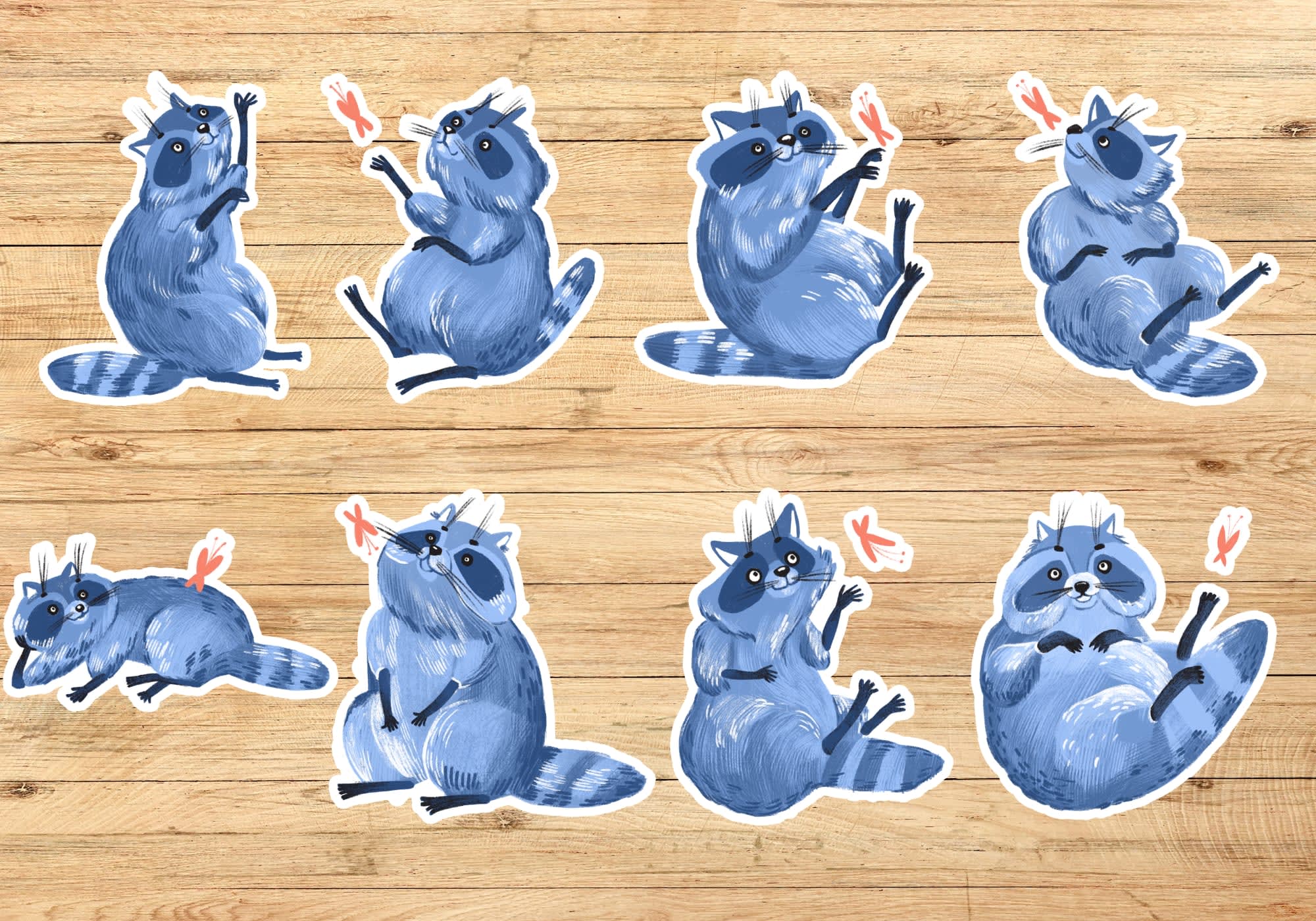 Raccoon Sticker Pack 01 - Sticker Packs - Love Stickers UK | Handmade ...