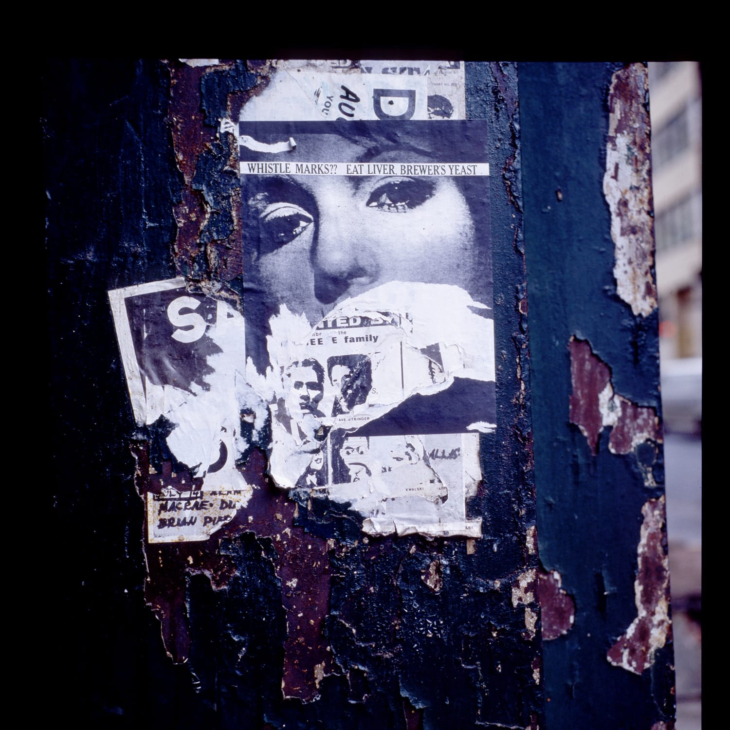 Female Face and Ripped Posters, SoHo, NYC, 1979 - Russ' Torn Posters