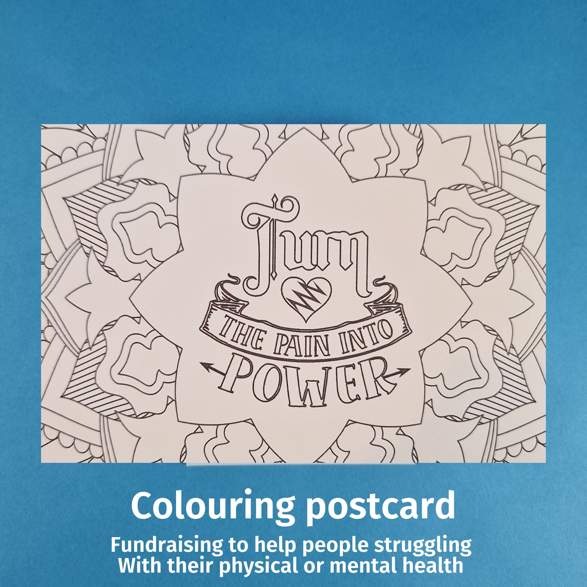 Postcard Turn your pain into power - Kindness colouring postcards