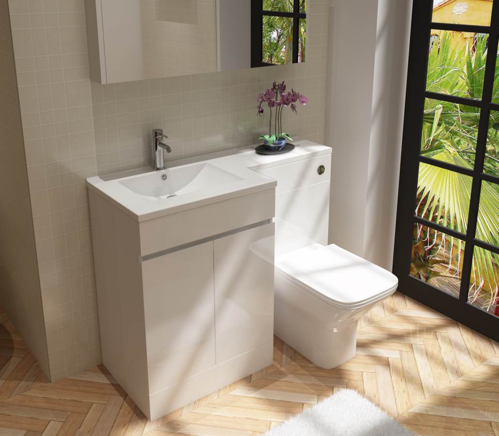 1100 One-piece Combined Vanity Unit Set - Bathroom Furniture - Axholme ...