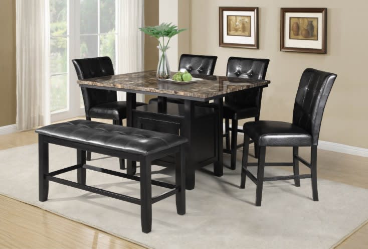 CASUAL COUNTER HEIGHT FAUX MARBLE DINING SET - DINING ROOM GALLERY