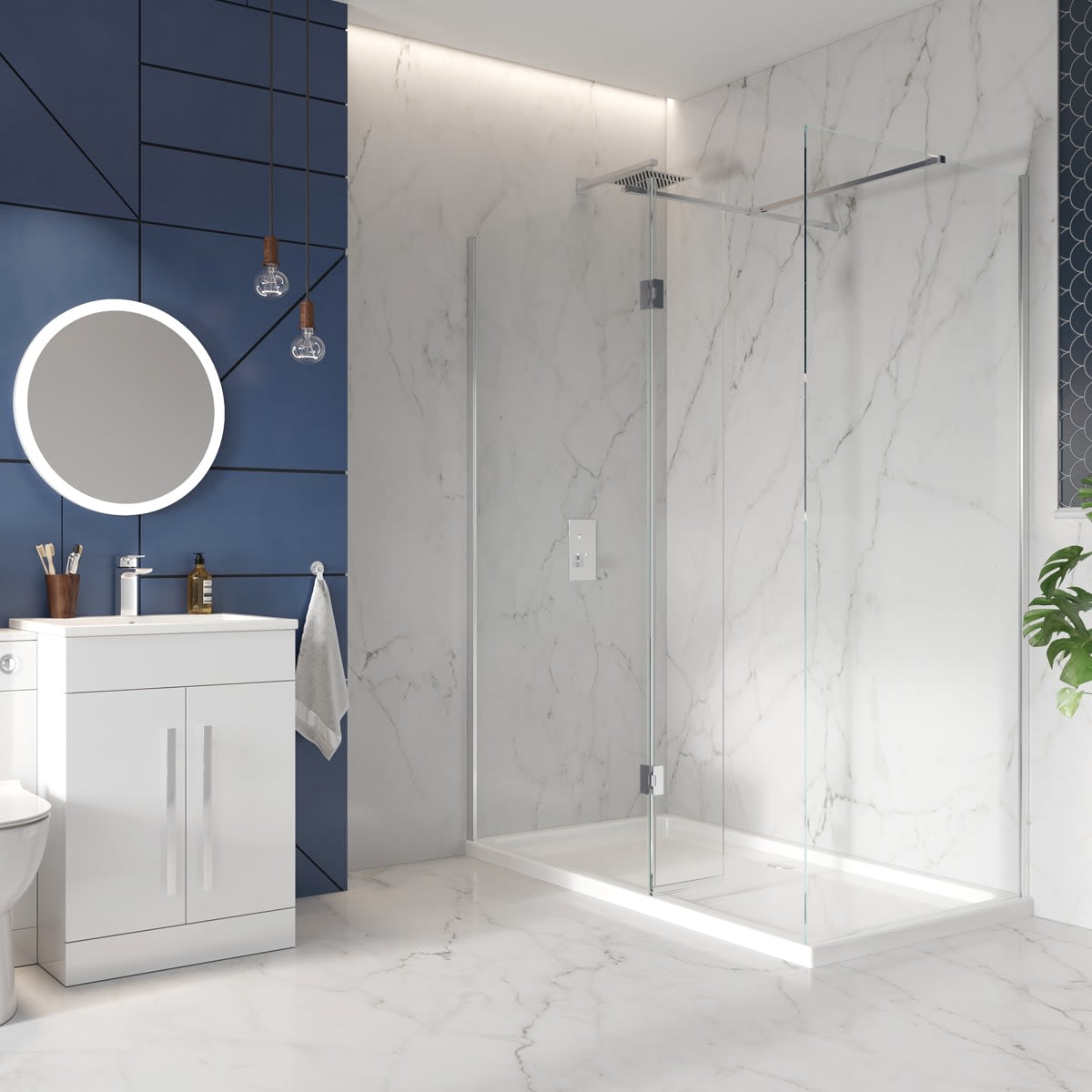 Walk-In Shower Screen 8mm Glass Chrome Profile - Shower Enclosures