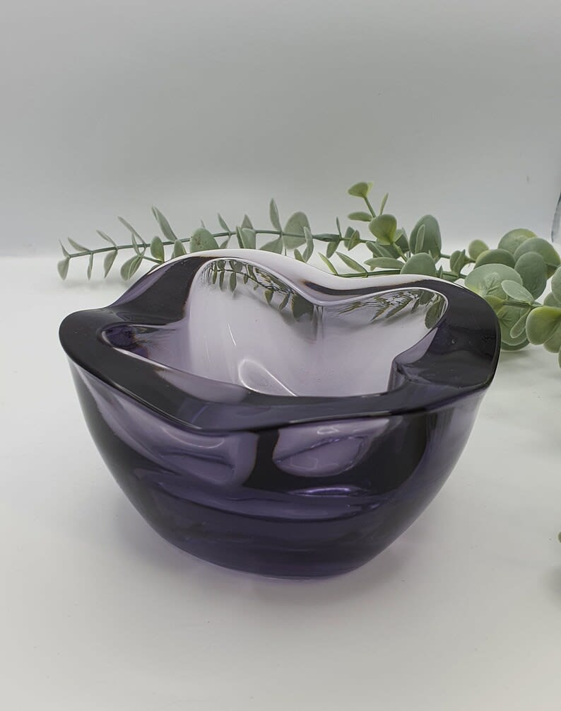 Vintage Amethyst Pressed Glass Bowl/Ashtray By Rudolf Jurniki